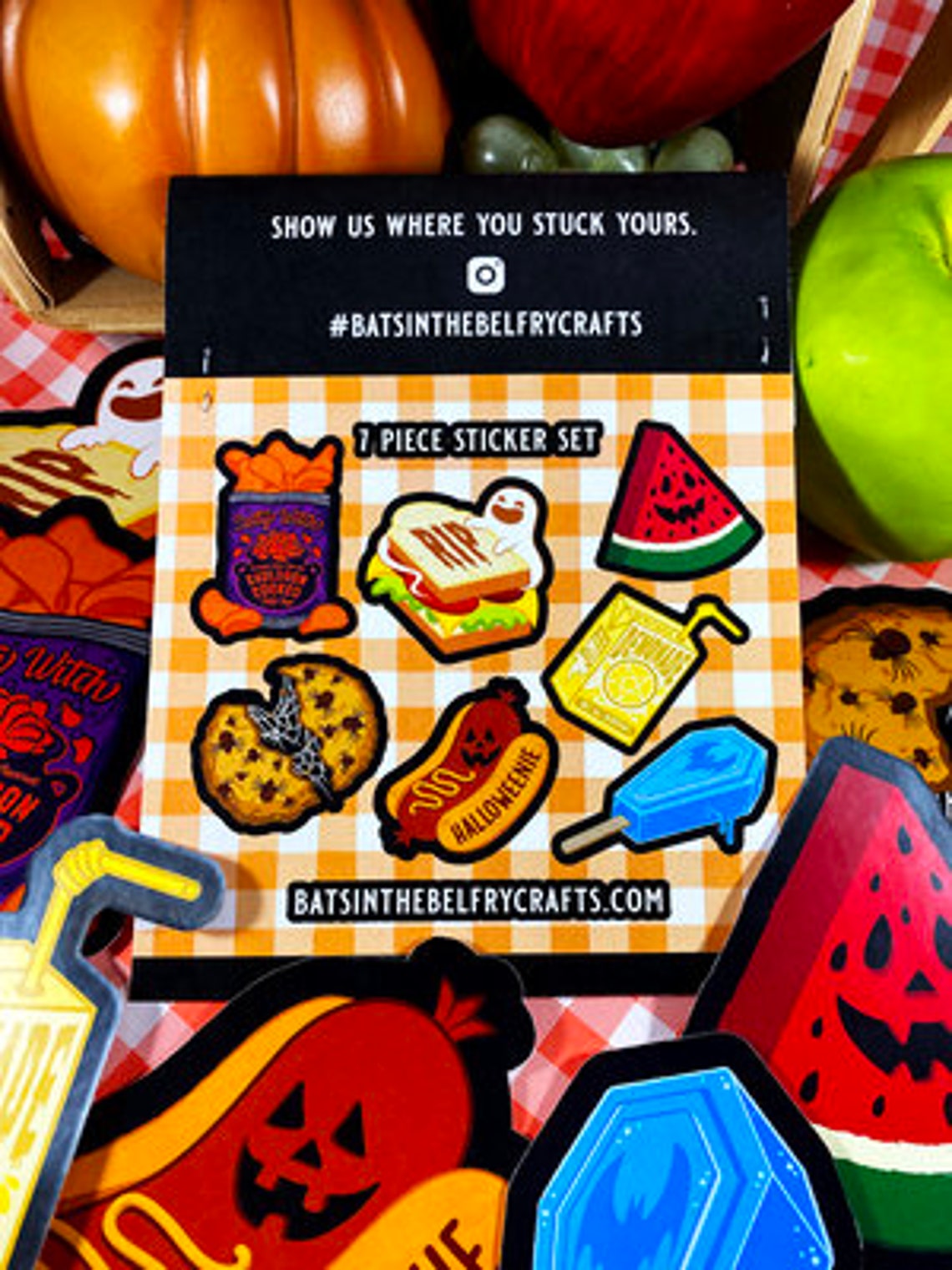 Haunted Picnic Summerween Set of 7 Weatherproof Stickers - Etsy