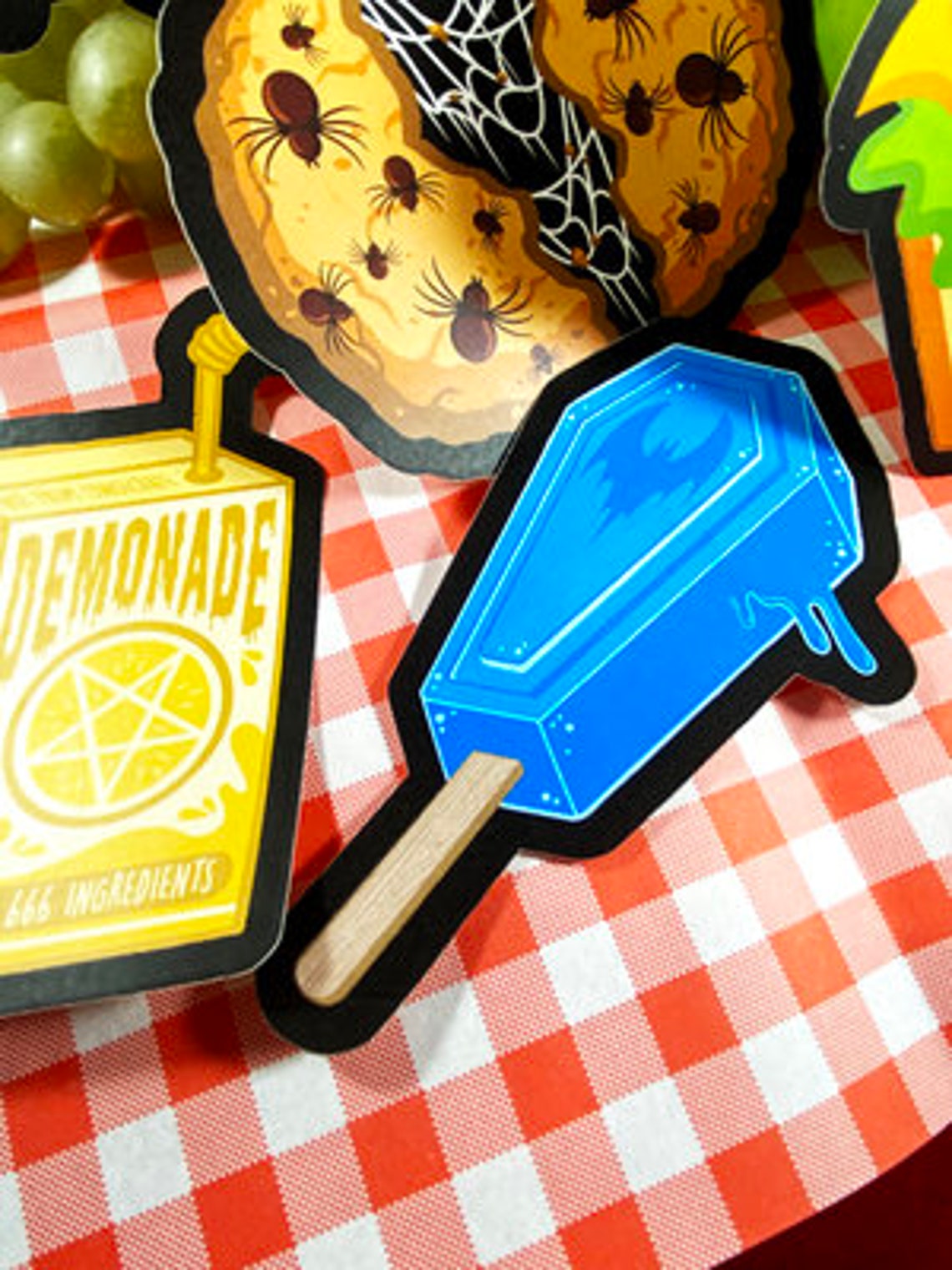 Haunted Picnic Summerween Set of 7 Weatherproof Stickers - Etsy