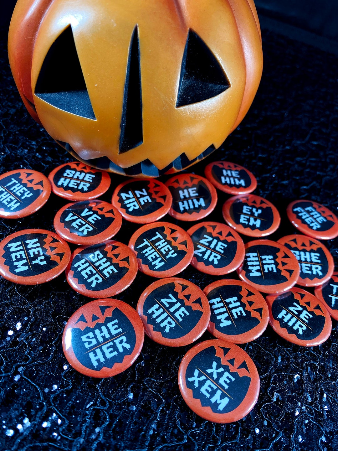 Pumpkin Pronoun Buttons - Choose Your Pronouns - Etsy