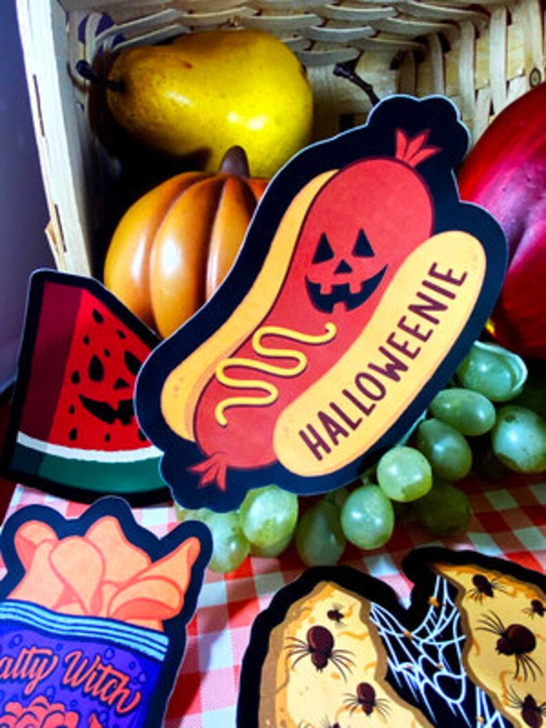 Haunted Picnic Summerween Set of 7 Weatherproof Stickers - Etsy