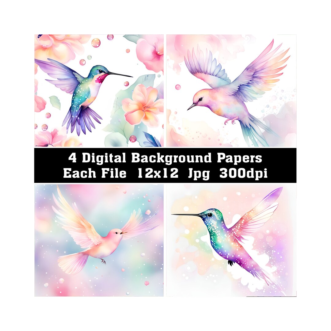 Pastel Birds Digital Paper Beautiful Digital Background 12in - Etsy