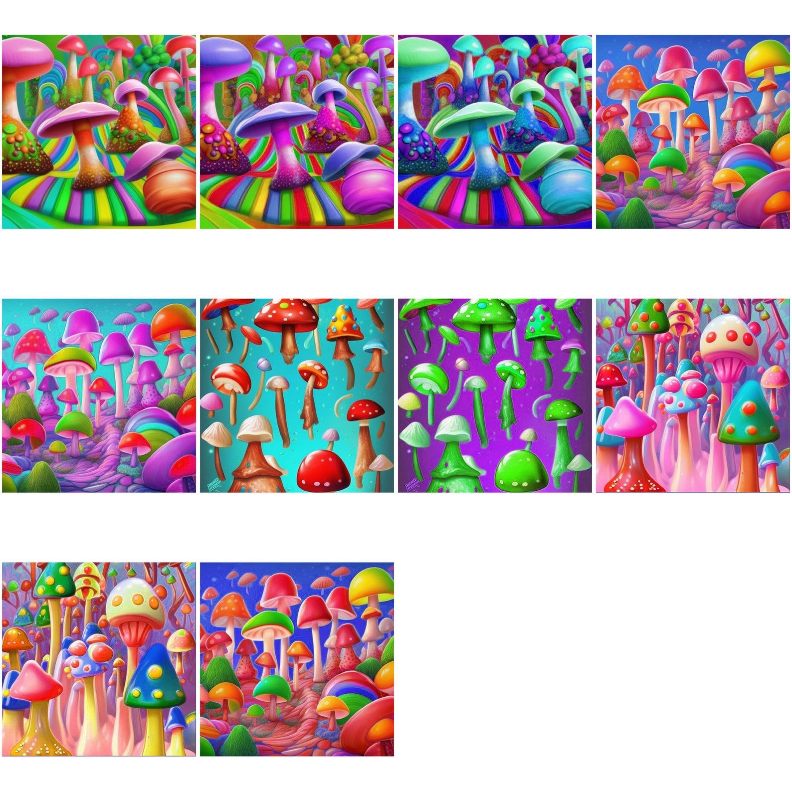 Digital Paper Beautiful Funky Mushrooms Paper 10 Designs - Etsy