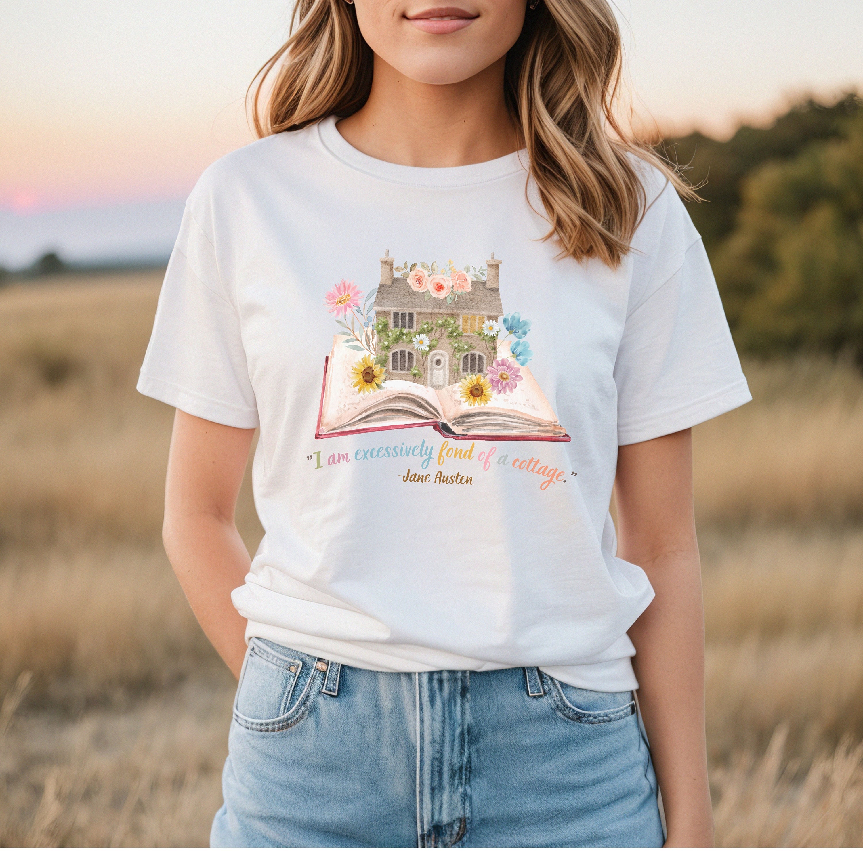 Jane Austen Tee, Author Gift, English Teacher Gift, Cottage Core, Dark ...