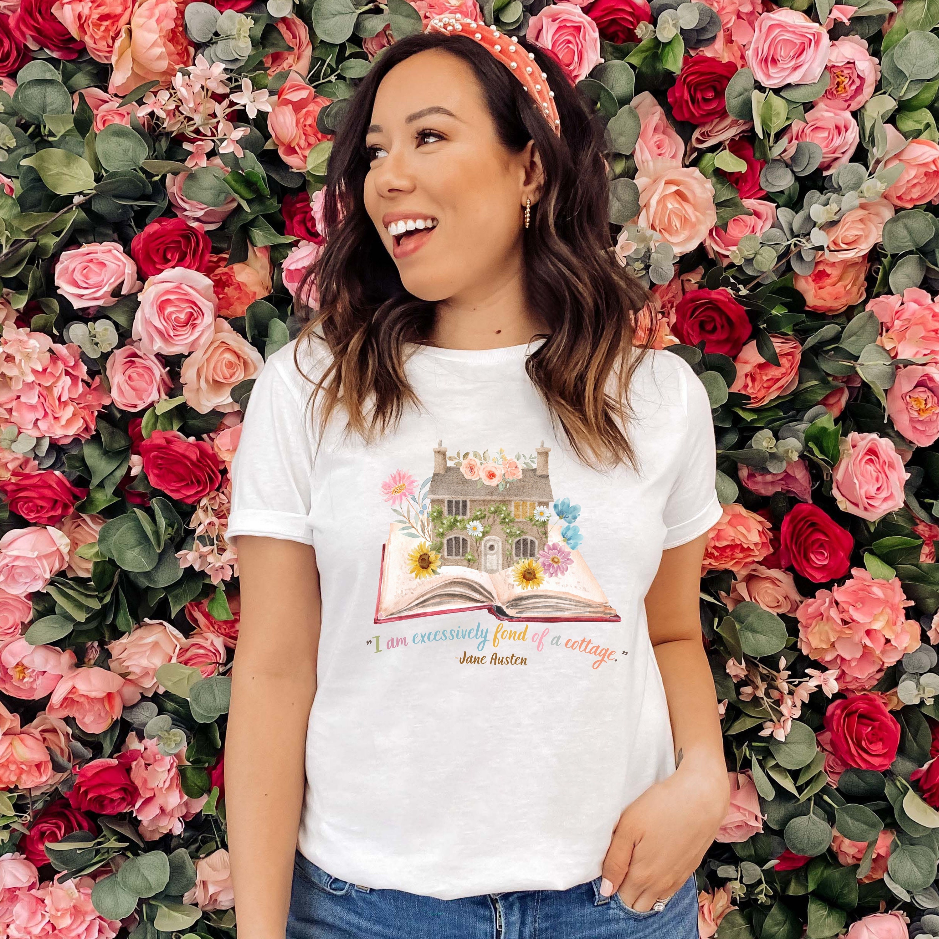 Jane Austen Tee, Author Gift, English Teacher Gift, Cottage Core, Dark ...