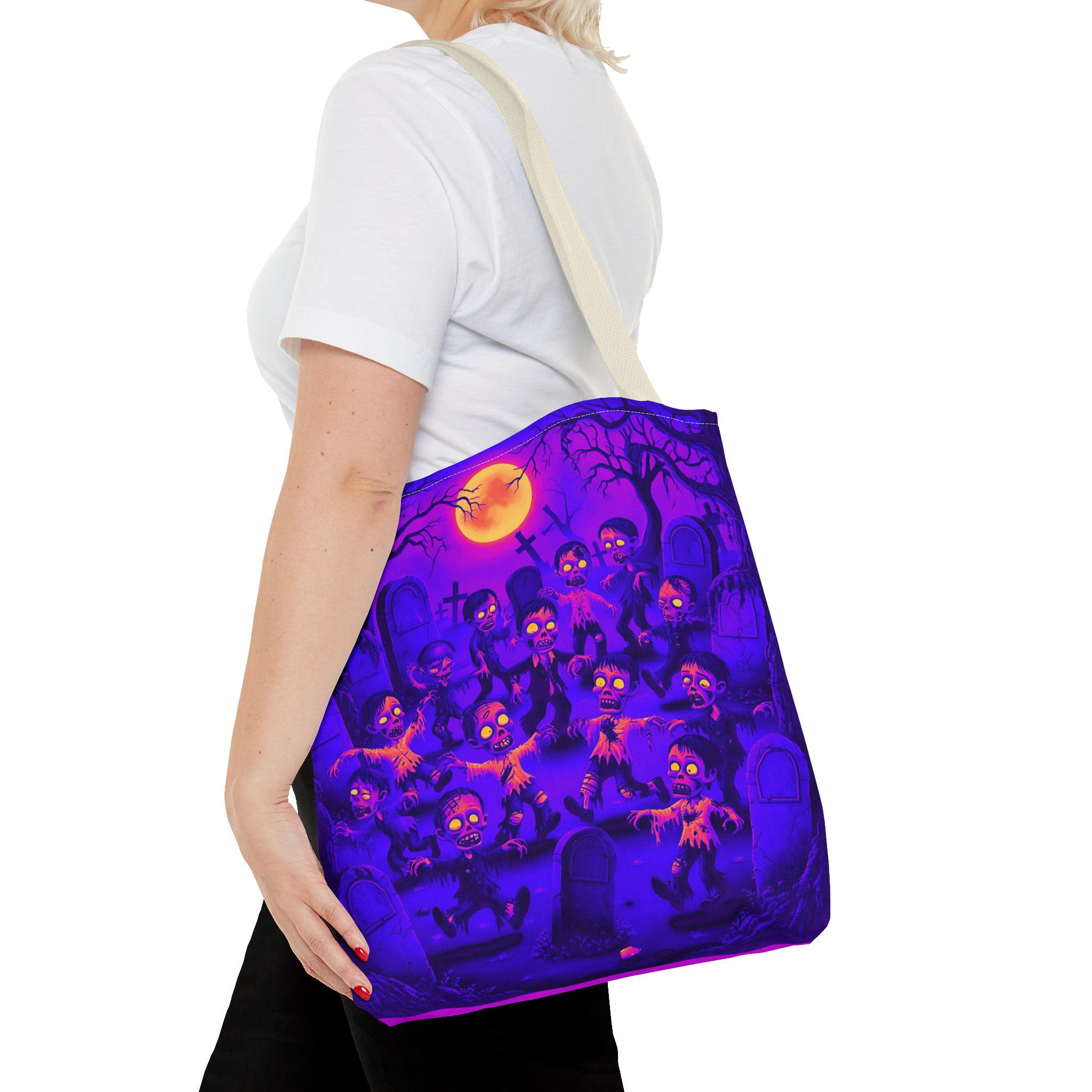 Neon Zombies in Graveyard Cemetery Zombie Halloween Trick or Treat Bag ...
