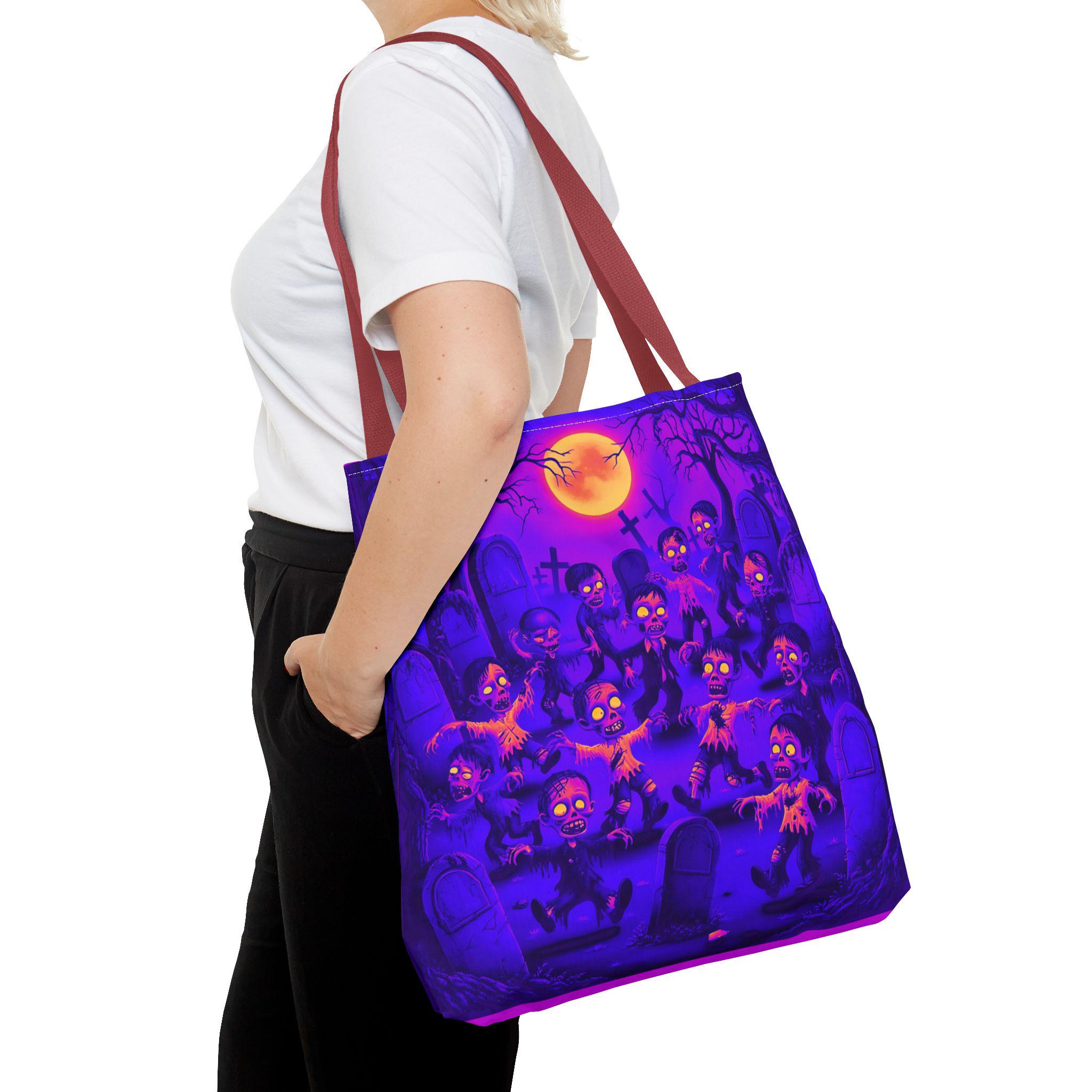 Neon Zombies in Graveyard Cemetery Zombie Halloween Trick or Treat Bag ...