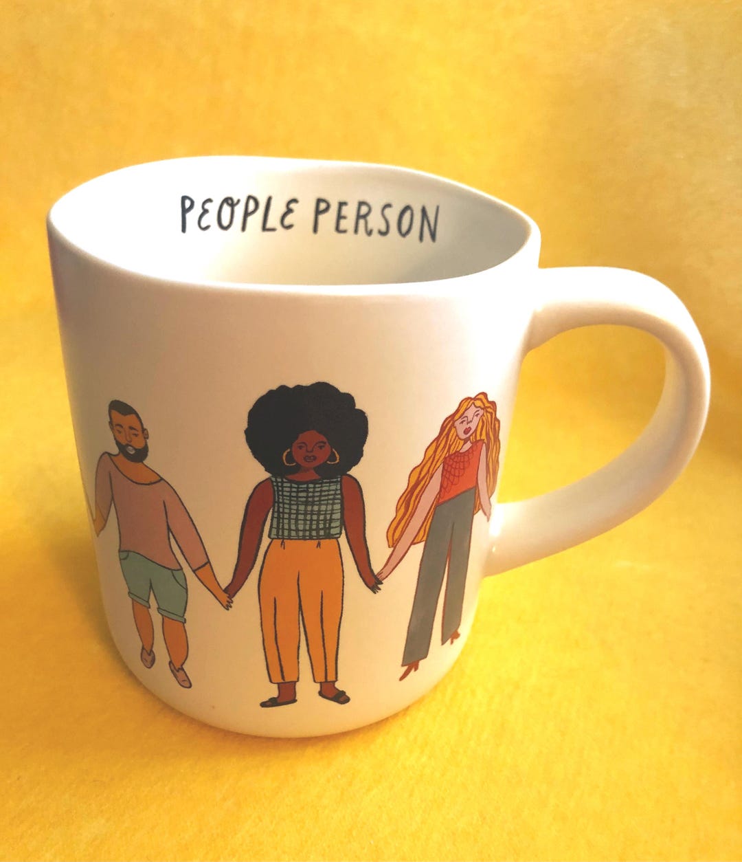Mug Depicting Diverse People in Unity, Holding Hands in Peace and ...