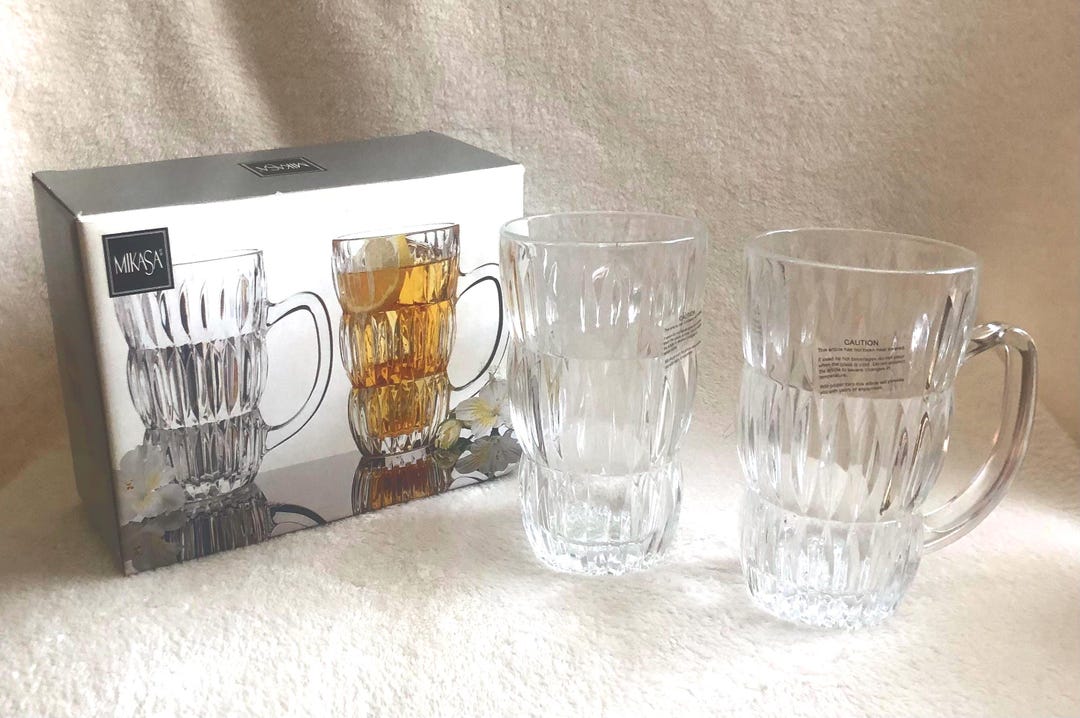 Mikasa Crystal Mugs (set of 2) - Royal Suite Ribbed Glassware - Etsy