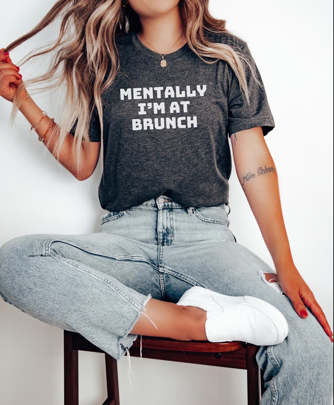 Funny Brunch T-shirt: Mentally I'm at Brunch, Mimosa Tee - Etsy