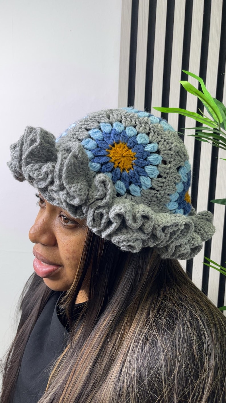 Sunburst Granny Square Ruffle Hat Pattern: Beginner Crochet (PDF ...