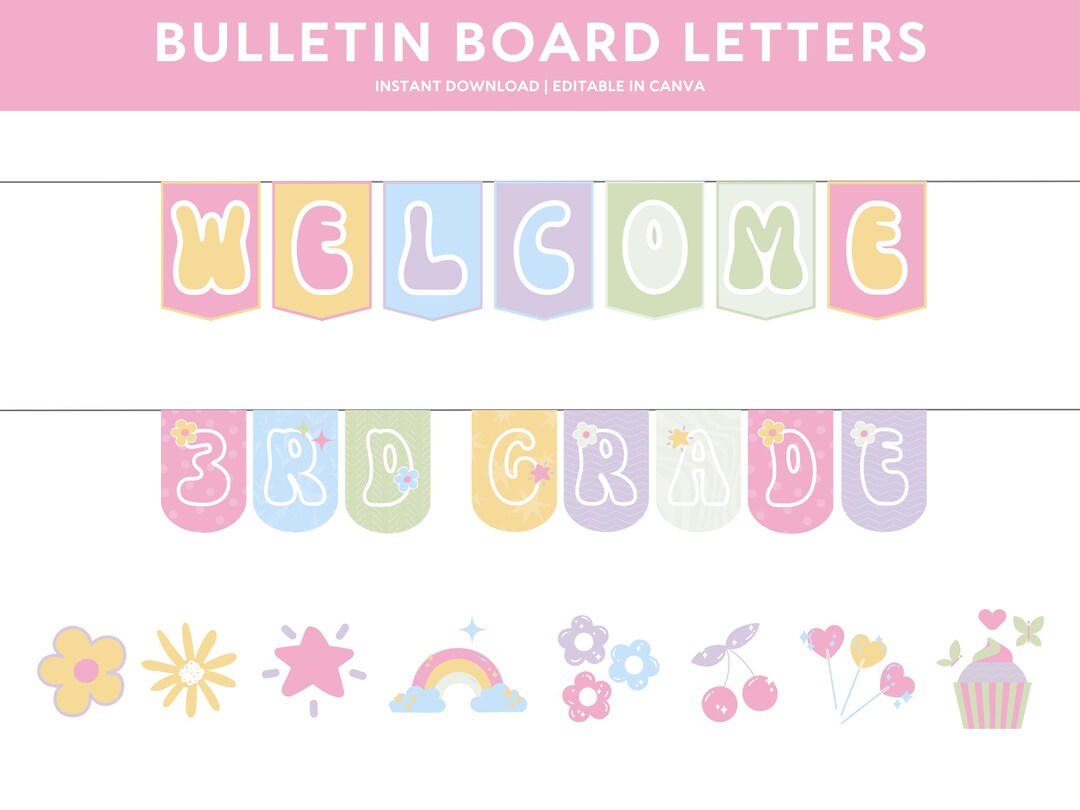 Classroom Bulletin Board Letters, Canva Editable Template, Modern ...