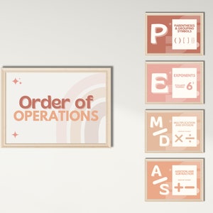 PEMDAS Printable Poster Set of 5, Order of Operations, Middle and High ...