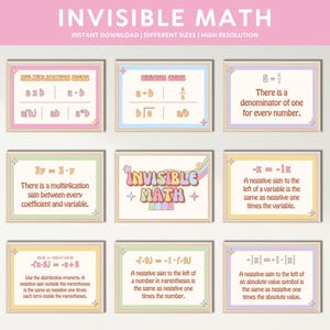 Invisible Math Printable Poster, Math Classroom Decor, Middle School ...