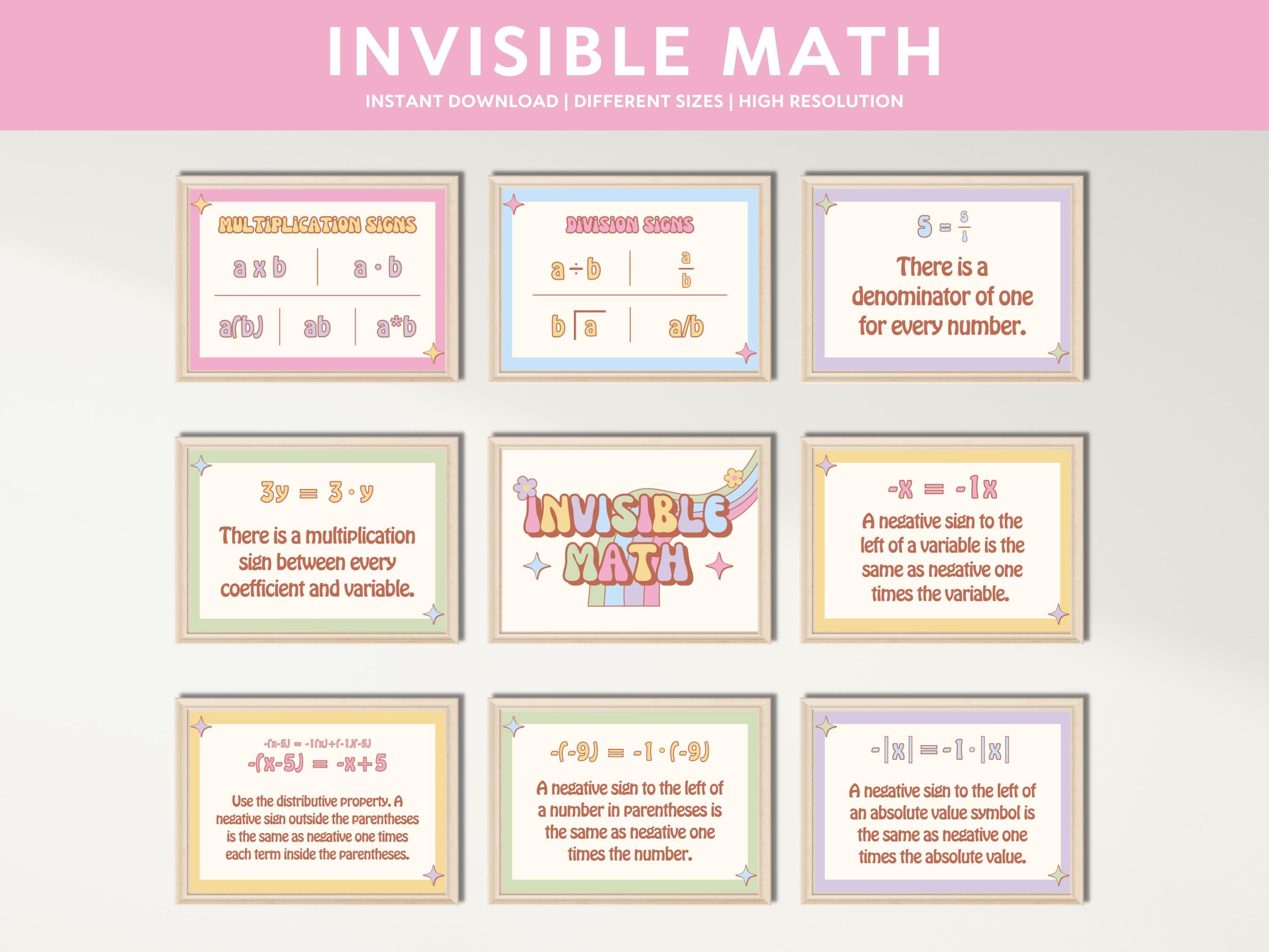 Invisible Math Printable Poster, Math Classroom Decor, Middle School ...