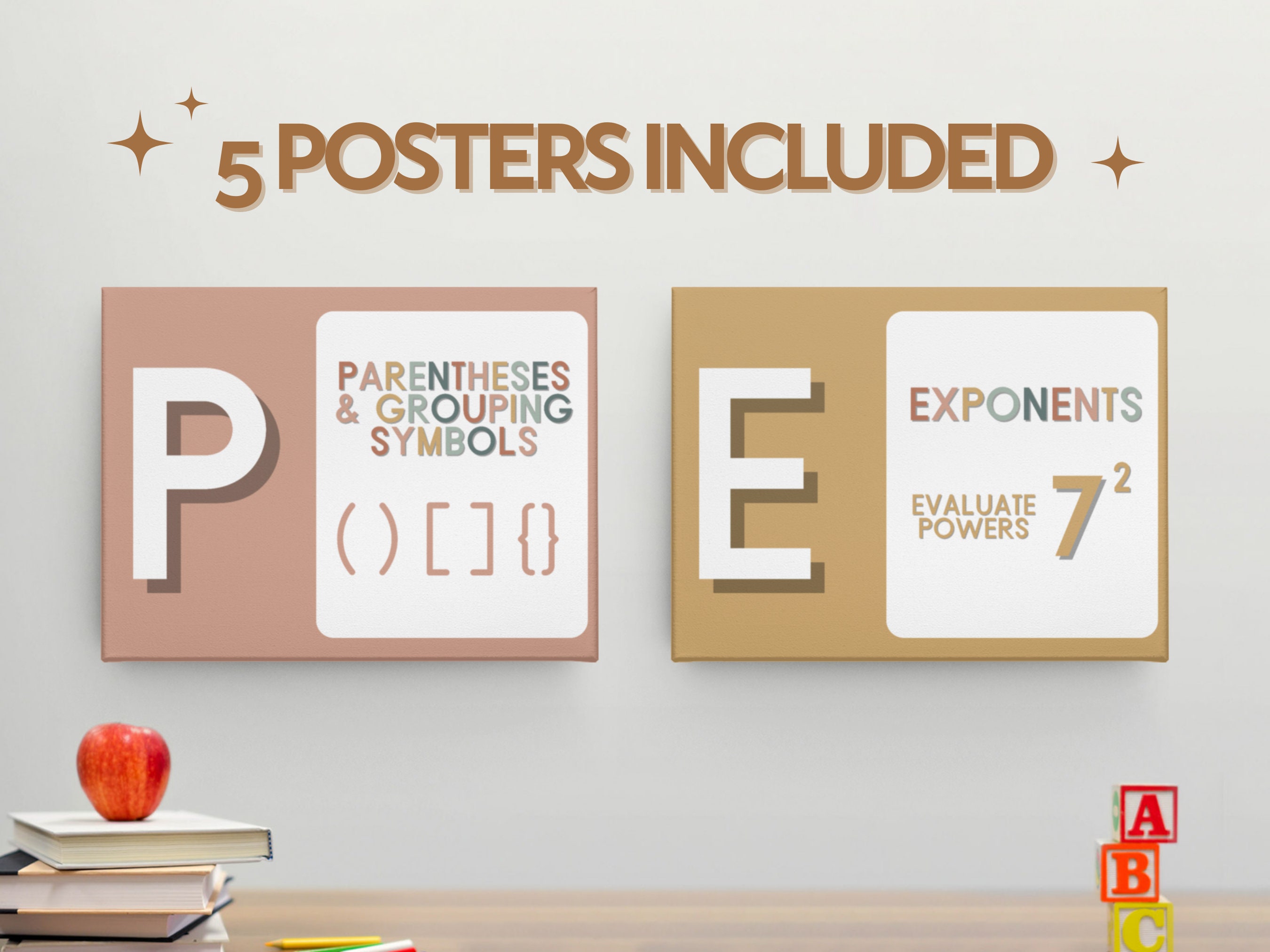 PEMDAS Printable Poster Set of 5, Order of Operations, Middle and High ...
