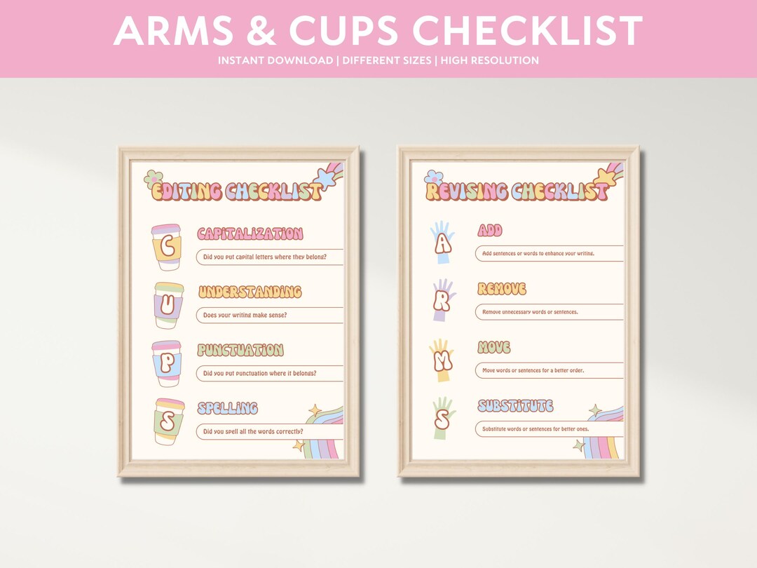 ARMS & CUPS Checklist Printable Poster, Revise Edit, Writing Strategy ...