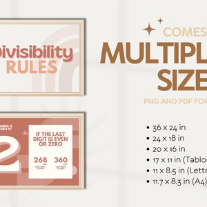 Divisibility Rules Printable Poster Set of 12, Middle and High School ...