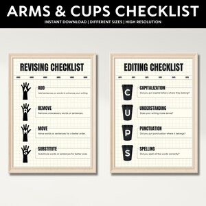 ARMS & CUPS Checklist Printable Poster, Revise Edit, Writing Strategy ...