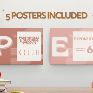 PEMDAS Printable Poster Set of 5, Order of Operations, Middle and High ...