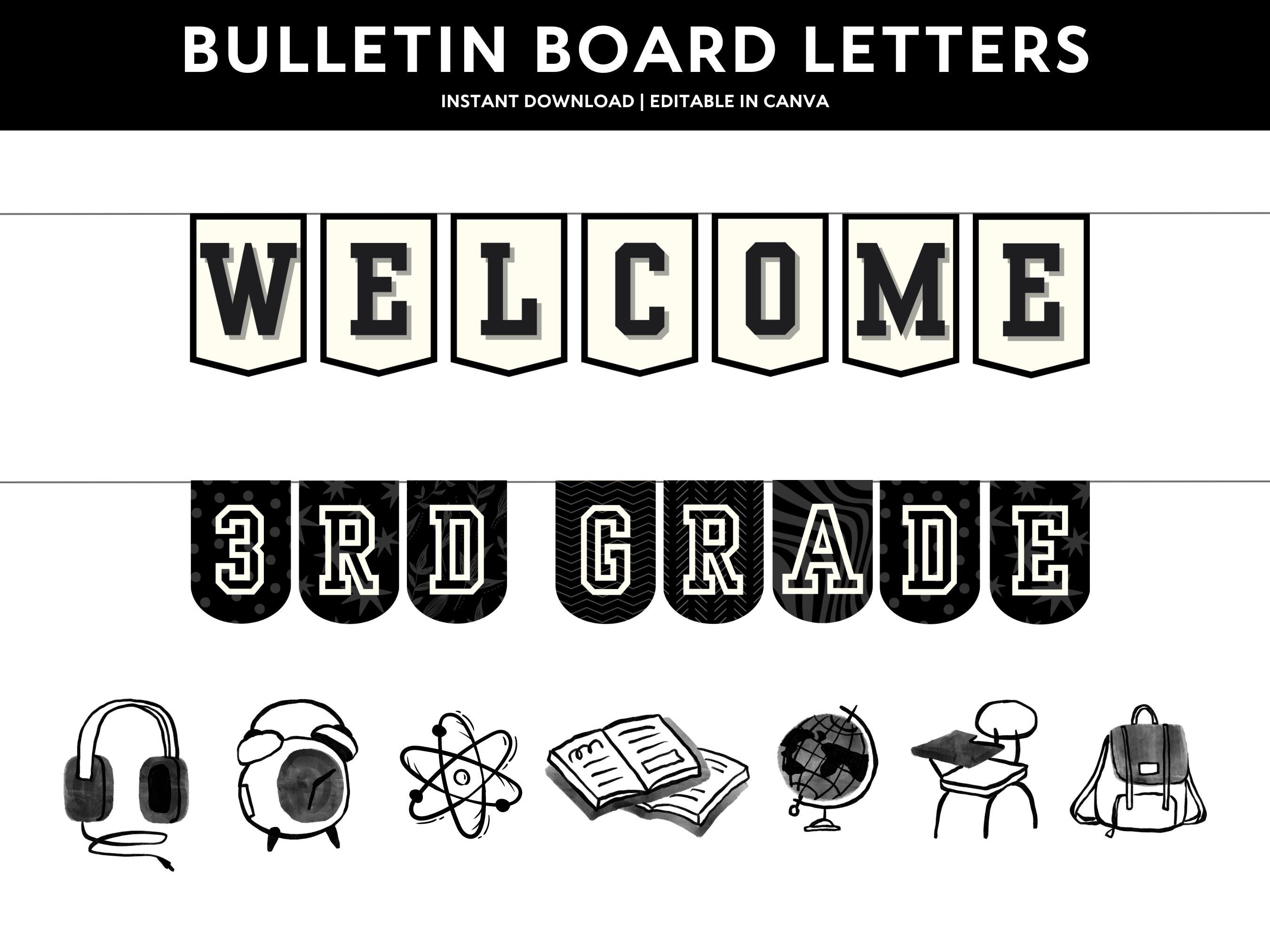 Classroom Bulletin Board Letters, Canva Editable Template, Modern ...
