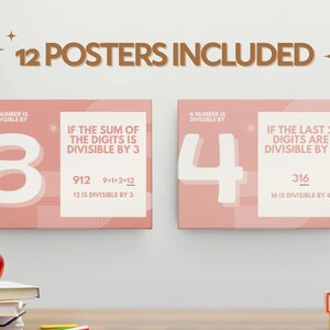 Divisibility Rules Printable Poster Set of 12, Middle and High School ...
