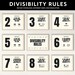 Divisibility Rules Printable Poster Set of 12, Middle and High School ...