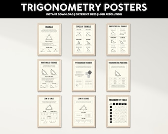 Trigonometry Posters, Types Properties of Triangle, Sine Law, Cosine Law, Right Triangle ...