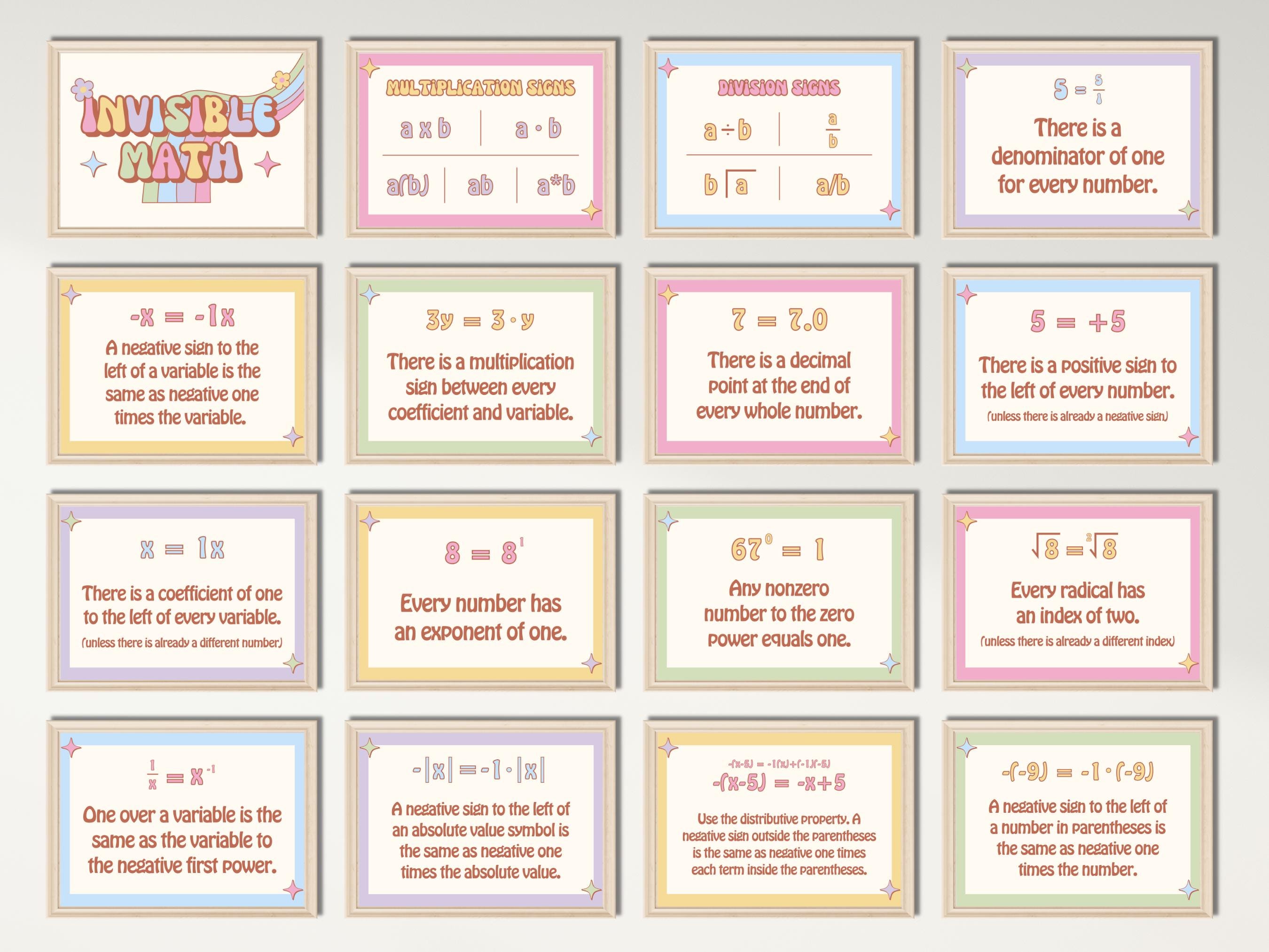 Invisible Math Printable Poster, Math Classroom Decor, Middle School ...