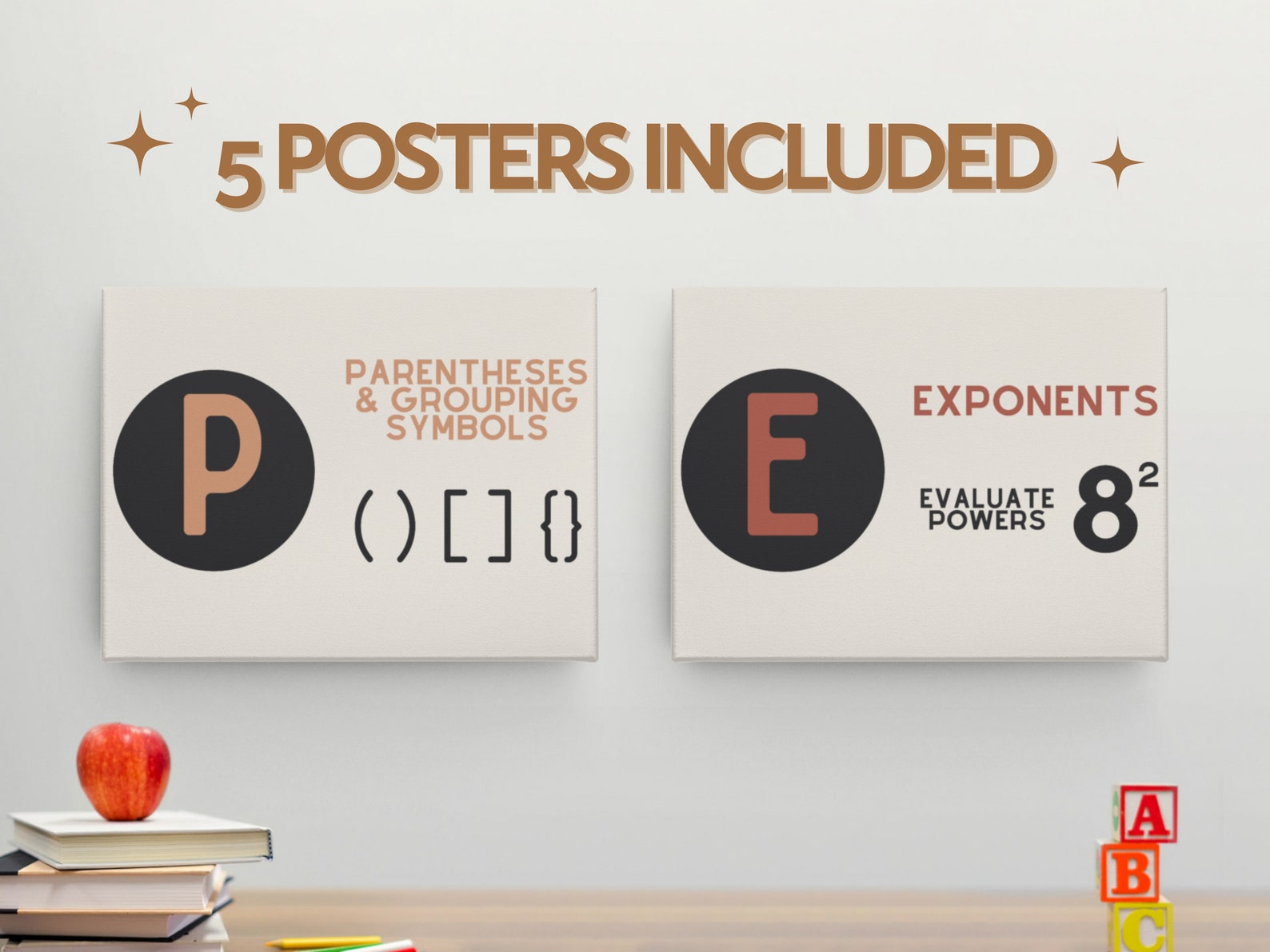 PEMDAS Printable Poster Set of 5, Order of Operations, Middle and High ...