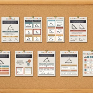 Trigonometry Posters, Types Properties of Triangle, Sine Law, Cosine ...