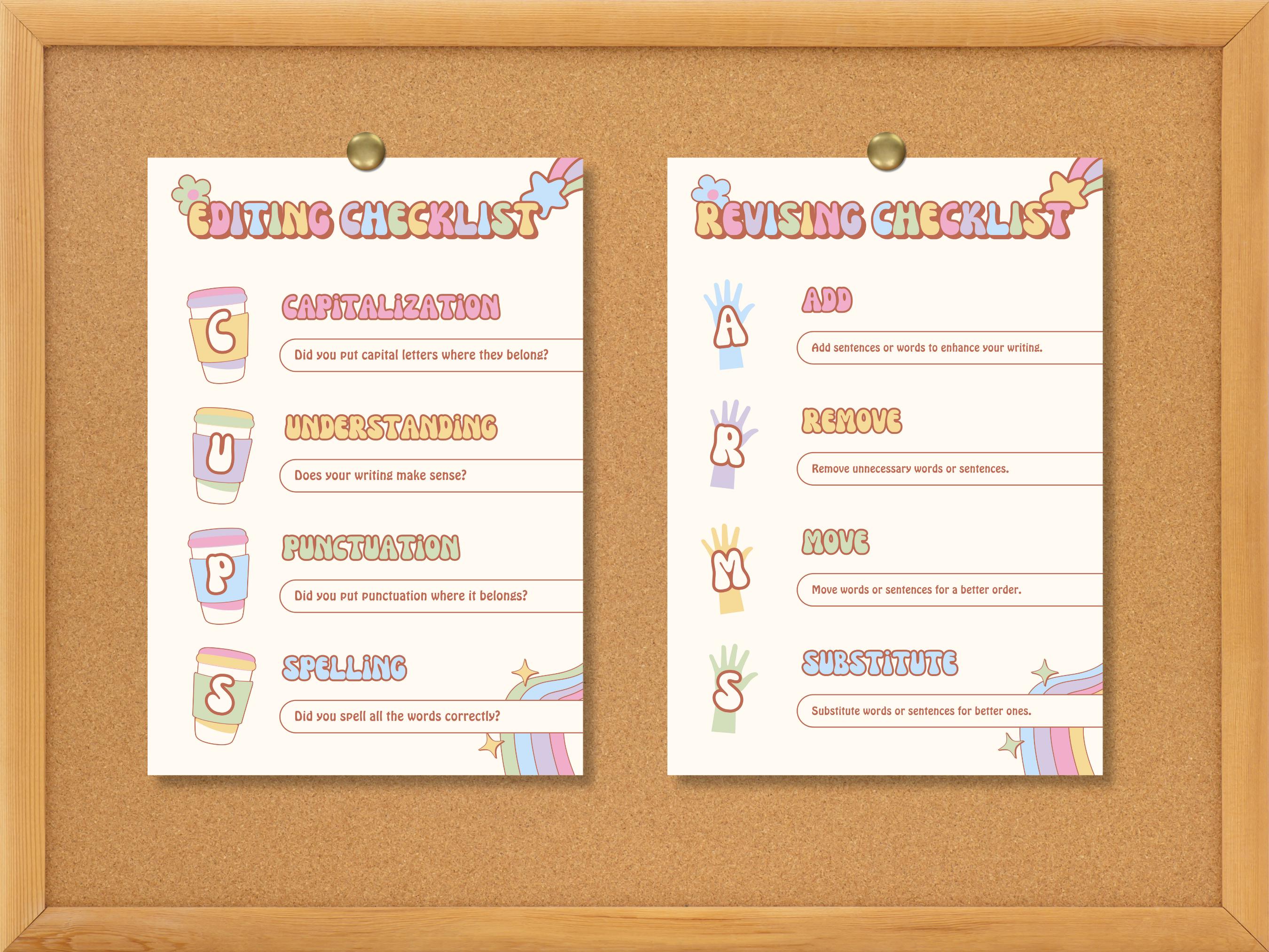 ARMS & CUPS Checklist Printable Poster, Revise Edit, Writing Strategy ...