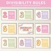 Divisibility Rules Printable Poster Set of 12, Middle and High School ...