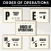 PEMDAS Printable Poster Set of 5, Order of Operations, Middle and High ...