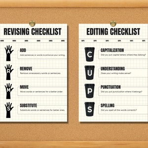 ARMS & CUPS Checklist Printable Poster, Revise Edit, Writing Strategy ...