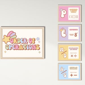 PEMDAS Printable Poster Set of 5, Order of Operations, Middle and High ...