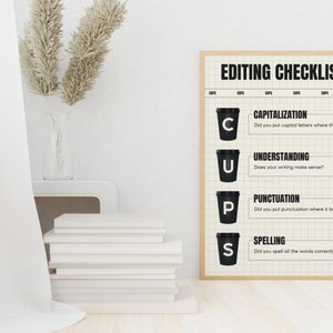 ARMS & CUPS Checklist Printable Poster, Revise Edit, Writing Strategy ...