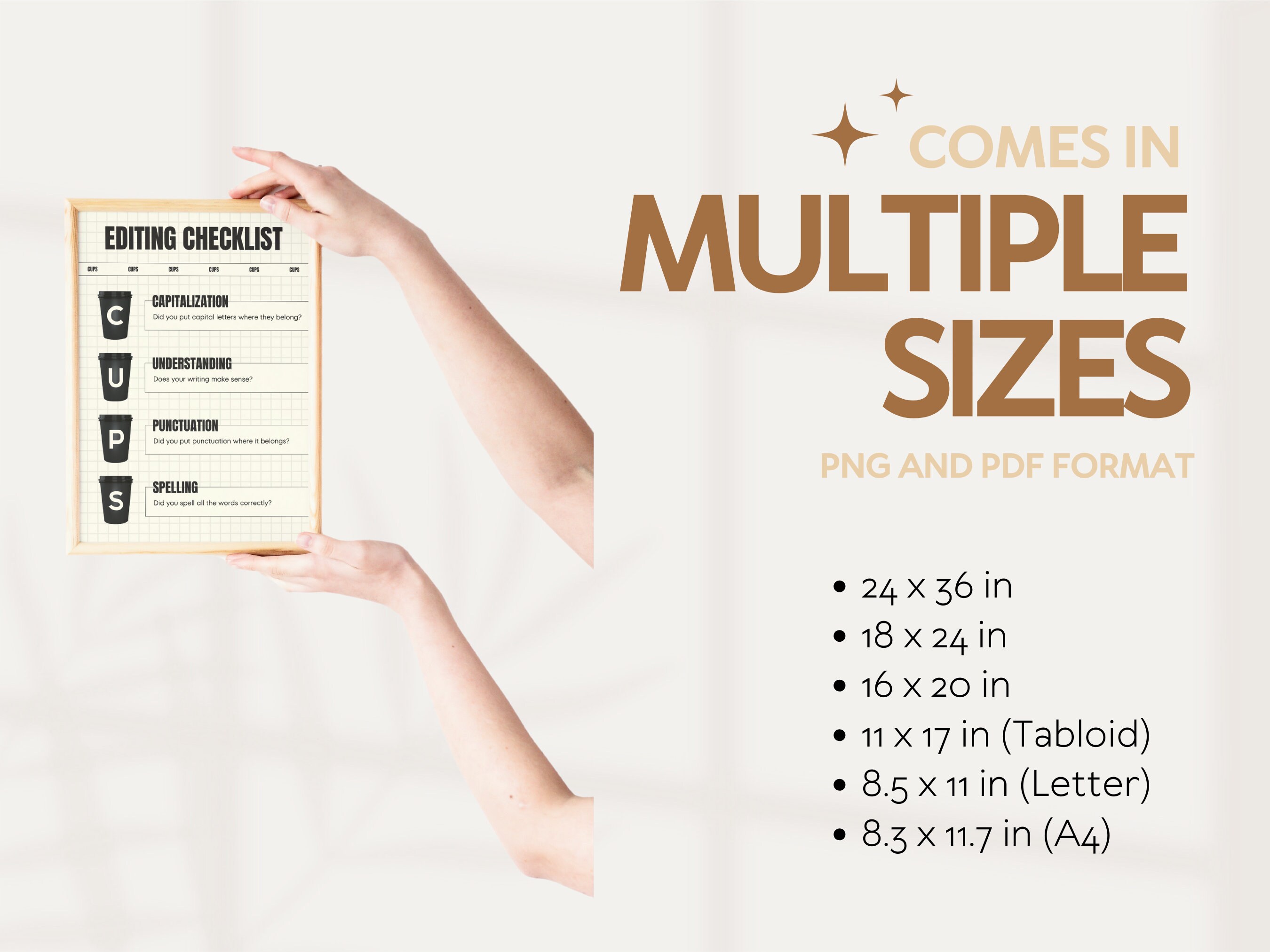 ARMS & CUPS Checklist Printable Poster, Revise Edit, Writing Strategy ...