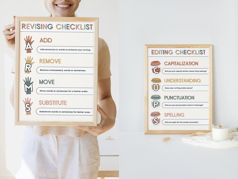 ARMS & CUPS Checklist Printable Poster, Revise Edit, Writing Strategy ...
