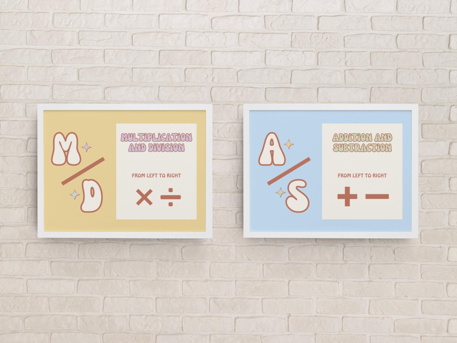 PEMDAS Printable Poster Set of 5, Order of Operations, Middle and High ...