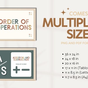 PEMDAS Printable Poster Set of 5, Order of Operations, Middle and High ...