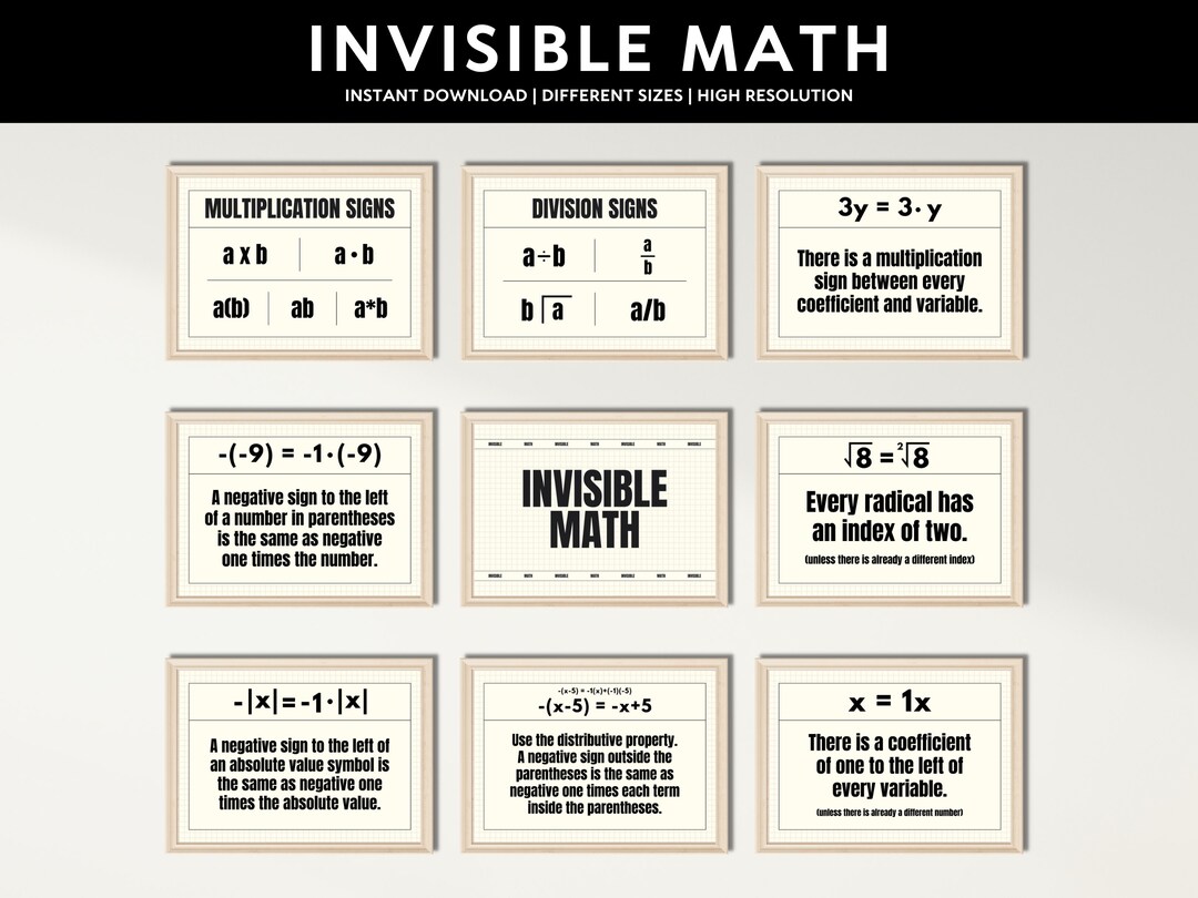 Invisible Math Printable Poster, Math Classroom Decor, Middle School ...