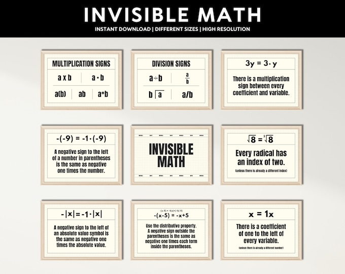 Invisible Math Printable Poster, Math Classroom Decor, Middle School ...