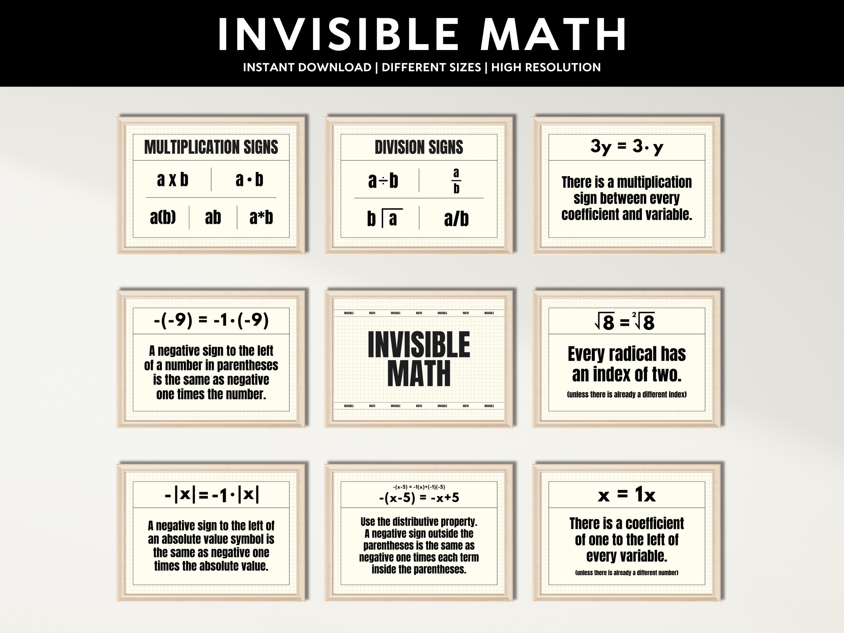 Invisible Math Printable Poster, Math Classroom Decor, Middle School ...