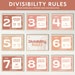 Divisibility Rules Printable Poster Set of 12, Middle and High School ...