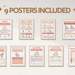 Trigonometry Posters, Types Properties of Triangle, Sine Law, Cosine ...