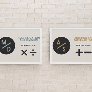 PEMDAS Printable Poster Set of 5, Order of Operations, Middle and High ...