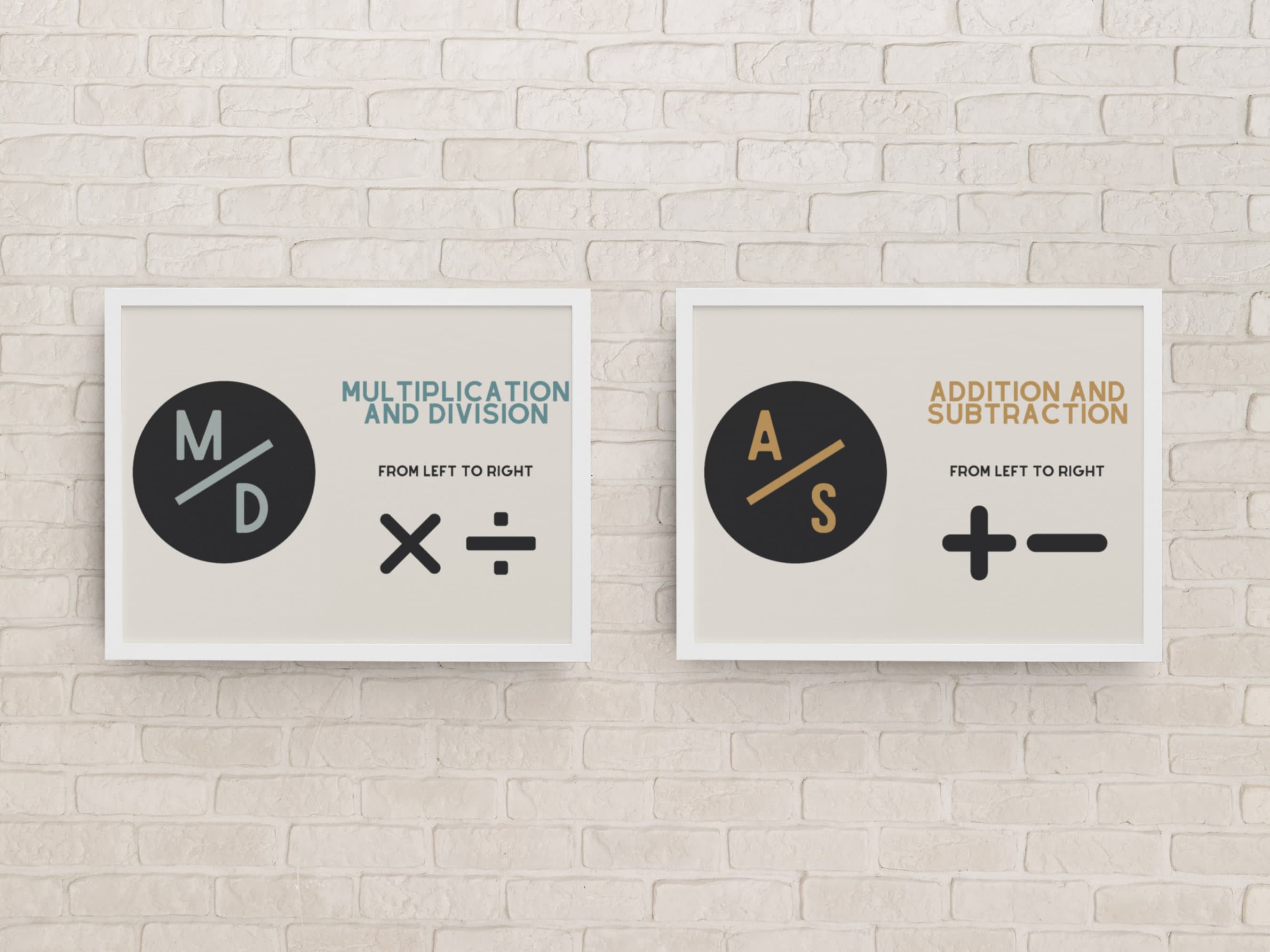 PEMDAS Printable Poster Set of 5, Order of Operations, Middle and High ...