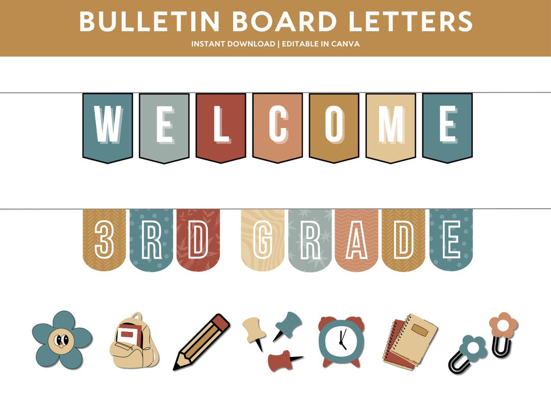 Classroom Bulletin Board Letters, Canva Editable Template, Modern ...