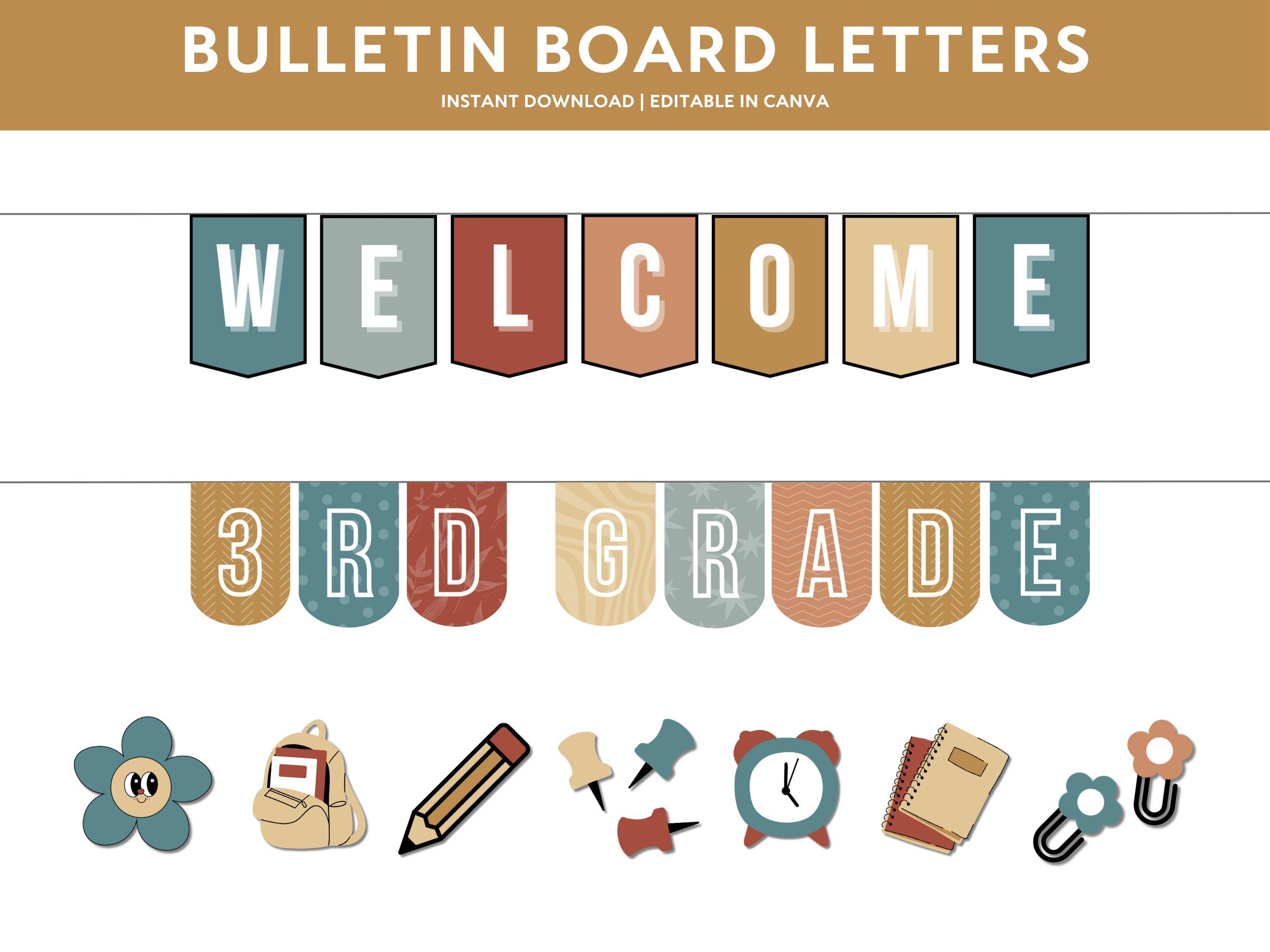 Classroom Bulletin Board Letters, Canva Editable Template, Modern ...