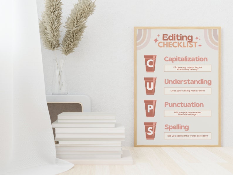 ARMS & CUPS Checklist Printable Poster, Revise Edit, Writing Strategy, English Classroom Decor ...